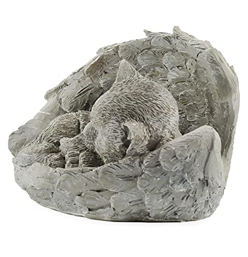 AuldHome Angel Cat Memorial Statue, Garden Resin Sleeping Cat Ornament