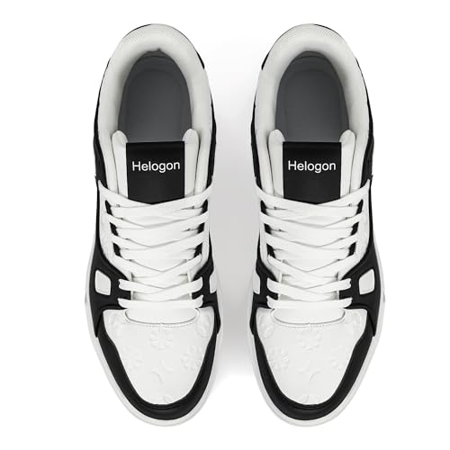 Mens Fashion Sneakers Casual Shoes Low Top Comfort Walking Shoes for Male Black/White Size 7