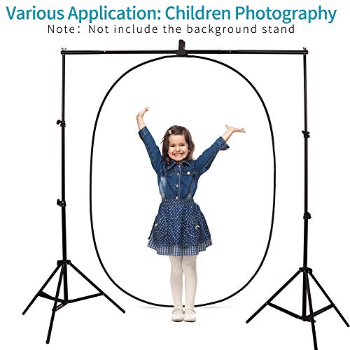 5X3.3 ft (1.5mX1m) 2 in 1 Cotton Muslin Black White Collapsible Reflector Backgrounds Portable Collapsible Reversible Photography Backdrop with Carrying Bag