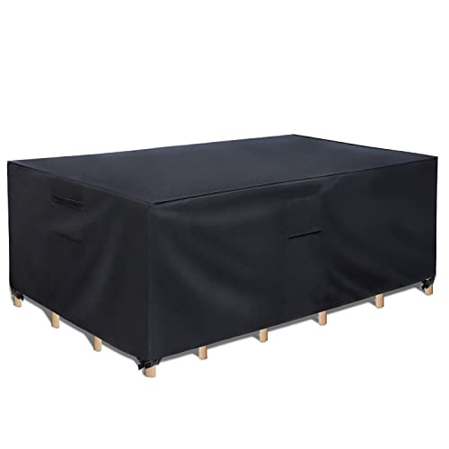 Rosoenvi Patio Furniture Covers, 600D Outdoor Furniture Covers Waterproof, Patio Covers for Outdoor Furniture, Table and Chair Set Covers for Rainy, Snowy and Sunny, 108 x 82 x 27.8 Inch