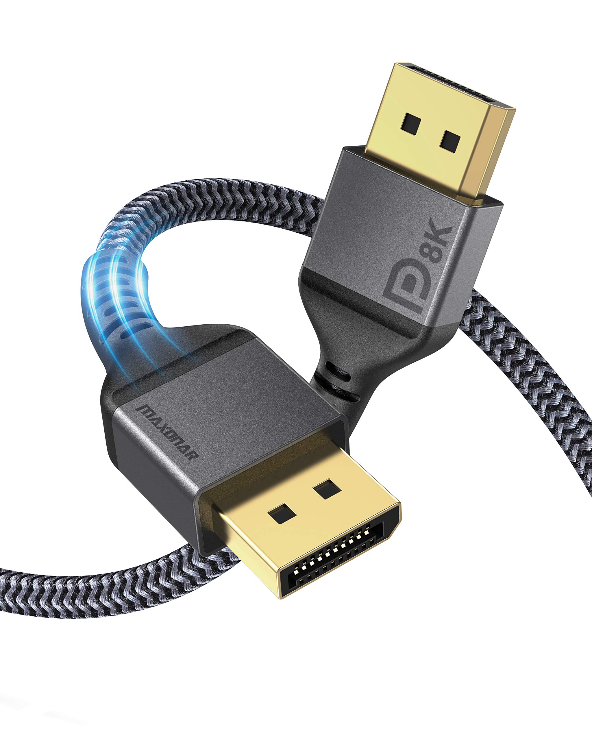 VESA Certified DisplayPort Cable 1.4, Maxonar 8K 4ft/1.2M DP Cable Cord (8K@60Hz, 4K@144Hz, 1080P@240Hz) Display Port HBR3 32.4Gbps, HDCP 2.2 for Odyssey G9 CHG90, PC, Laptop, TV Gaming Monitor - Grey