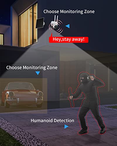 P Panoraxy 2.5K 4MP Solar Security Camera Wireless Outdoor 360°View 2.4G WiFi Home PTZ Camera, Color Night Vision Battery Powered, Motion&Human Detect, Pan Tile, Works with Alexa & Google Assistant