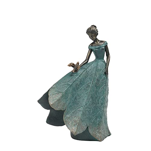 Guichifun Fairy Statue Collection Home Decoration - Leaf Angel Girls Resin Home Decor for Outside or Inside Rustic Garden Outdoor Yard Decorations Figurines Gift 5.5 x 3.25 x 8 Inch