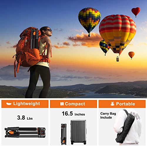 Tripod for Camera, 81" Camera Tripod Stand, 83 inches DSLR Tripods & Monopods, Heavy Duty Travel Tripod for Binoculars Laser Level Spotting Scope Telescope, Professional Complete Tripod Units