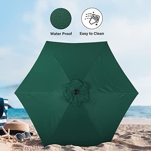 Simple Deluxe 7.5ft Patio Umbrella Outdoor Table Market Yard Umbrella with Push Button Tilt/Crank, 6 Sturdy Ribs for Garden, Deck, Backyard, Pool, Green