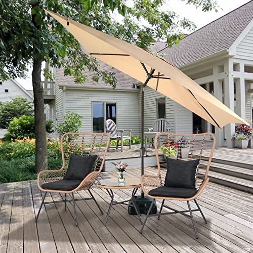 Verano Garden Patio Umbrella Rectangular Outdoor Table Market Umbrella with Push Button Tilt & Crank, 6.6 X 10 ft, Beige