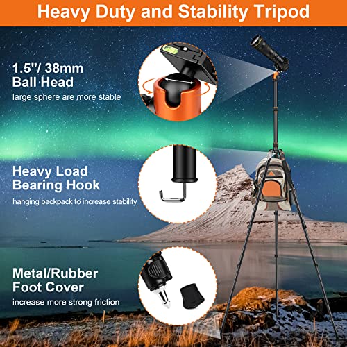 Tripod for Camera, 81" Camera Tripod Stand, 83 inches DSLR Tripods & Monopods, Heavy Duty Travel Tripod for Binoculars Laser Level Spotting Scope Telescope, Professional Complete Tripod Units