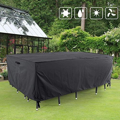 Tempera 90''L x 60''W x 27.8''H Outside Table and Chair Covers, Outdoor Dining Set Cover, Patio Furniture Cover Waterproof, Windproof for Winter, Rectangle, Space Grey