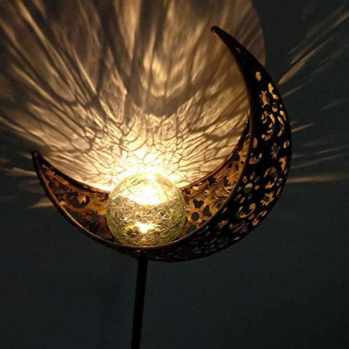 Solar Lights Garden, Outdoor Crackle Glass Globe Stake Lights, Garden Decor Solar Moon Lantern Decor Waterproof for Walkway Backyard Patio Lawn