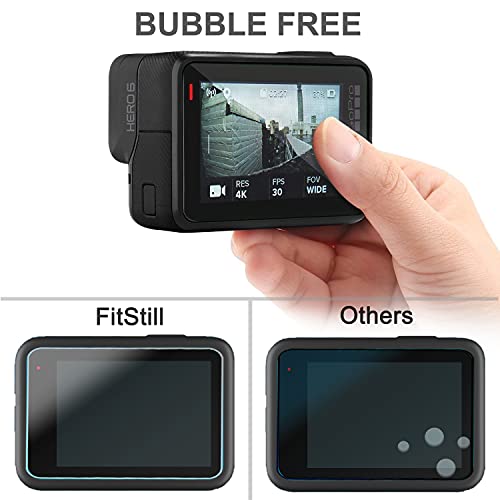 FiTSTILL [6 PCS] Screen Protector for GoPro Hero 7(Only Black)/Hero HD(2018)/Hero 5/Hero 6, Ultra Clear Tempered Glass Screen Protector + Lens Protector + Lens Cap Cover Accessories