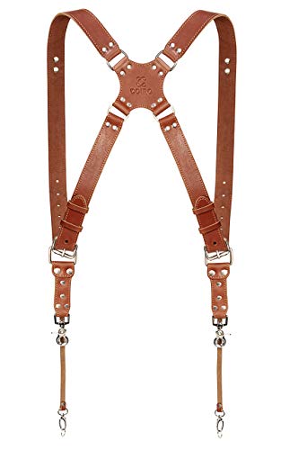 Camera Strap Accessories for Two-Cameras – Dual Shoulder Leather Harness – Multi Camera Gear for DSLR/SLR Strap by Coiro
