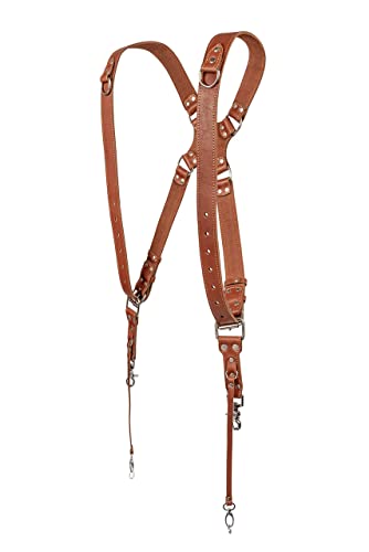 Camera Strap Accessories for Two-Cameras – Dual Shoulder Leather Harness – Multi Camera Gear for DSLR/SLR Strap by Coiro