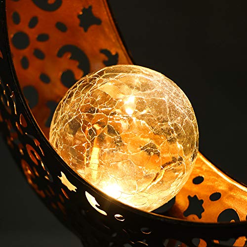 Solar Lights Garden, Outdoor Crackle Glass Globe Stake Lights, Garden Decor Solar Moon Lantern Decor Waterproof for Walkway Backyard Patio Lawn