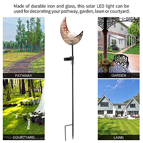 Solar Lights Garden, Outdoor Crackle Glass Globe Stake Lights, Garden Decor Solar Moon Lantern Decor Waterproof for Walkway Backyard Patio Lawn