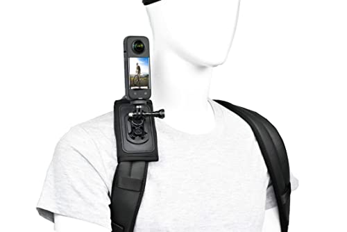 VGSION Camera Backpack Belt Mount for Insta360 One X3/ One X2/ One R / Go 2 Compatible with GoPro Hero10 /9/8/7/6 and Other Action Camera, with 1/4 Adapter