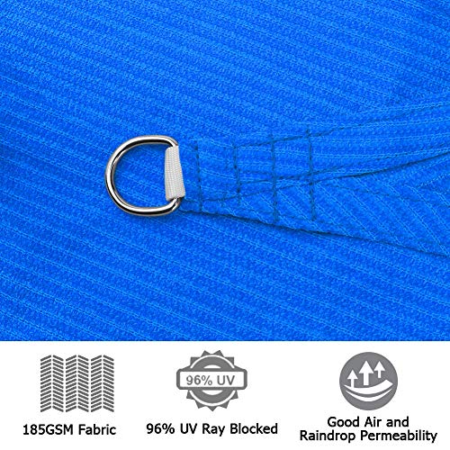 iCOVER Sun Shade Sail Canopy 16'5"x16'5"x16'5", 185GSM Fabric Permeable Pergolas Top Cover, for Outdoor Patio Lawn Garden Backyard Awning, Blue