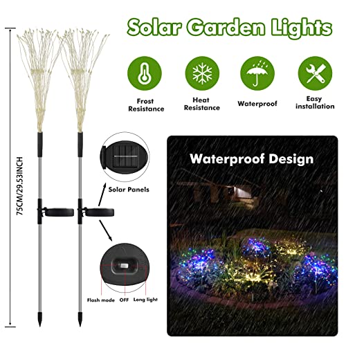 Anordsem Solar Outdoor Lights Garden Decorative-Waterproof Solar Watering Can with Lights and Solar Firework Lights for Yard Lawn Patio Pathway Courtyard Party Decorations Gardening Gifts