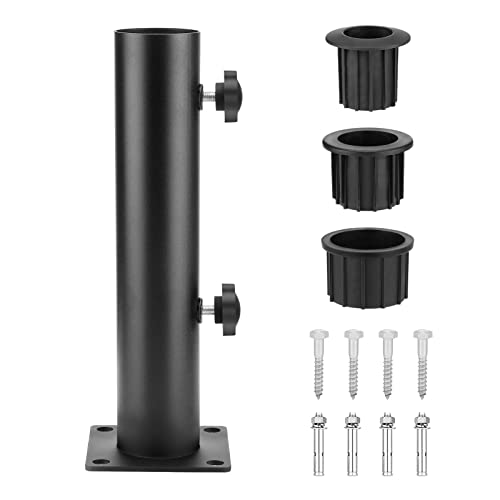 Deck Umbrella Mount Outdoor, 2.16'' Diameter In Wood Ground Flag Pole Holder , Bolt Down Windsock Pole Base Bracket, Adjustable Patio Table Umbrella Stand Outside for Garden Backyard Balcony Poolside Dock
