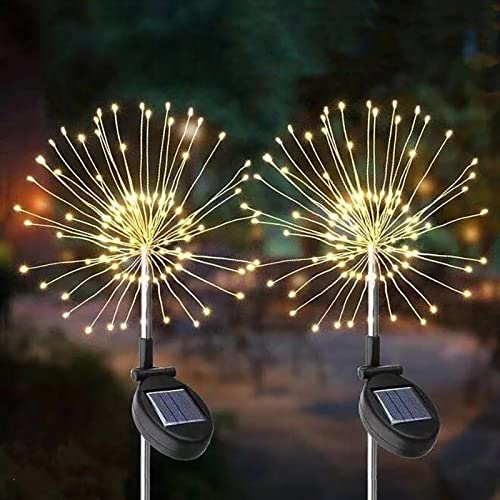Onlyliua Solar Decoration Lights, Garden Pile Lights, 90 LED Sparklers String Lights for Yard P𝚊thw𝚊y Decorations Valentines Day Decor(Shape Can Be Changed Manually)