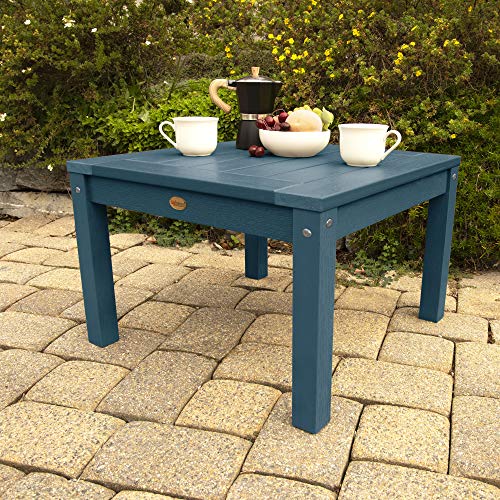 highwood Weatherly 2 Garden Chairs with 1 Square Side Table, 3-Piece Set, Nantucket Blue
