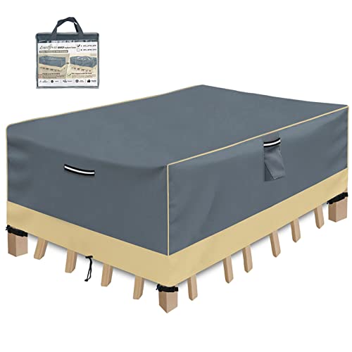 Patio Furniture Covers Waterproof & Heavy Duty 74 Inch, 600D Oxford Cloth Outdoor Patio Table Cover, 74" L x 47" W x 28" H Rectangular Patio Covers for Outdoor Furniture & Dining Table and Chairs Set
