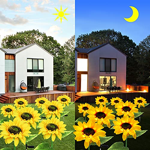 HELESIN Solar Sunflower Lights, Outdoor Sunflower Solar Garden Decor Yard Stake, LED Solar Lights Outdoor Decorative for Patio Lawn Garden Yard Pathway Decoration