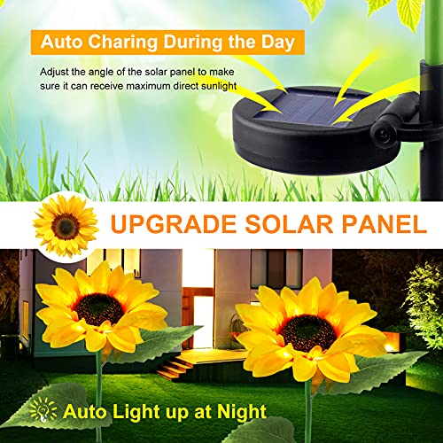 HELESIN Solar Sunflower Lights, Outdoor Sunflower Solar Garden Decor Yard Stake, LED Solar Lights Outdoor Decorative for Patio Lawn Garden Yard Pathway Decoration