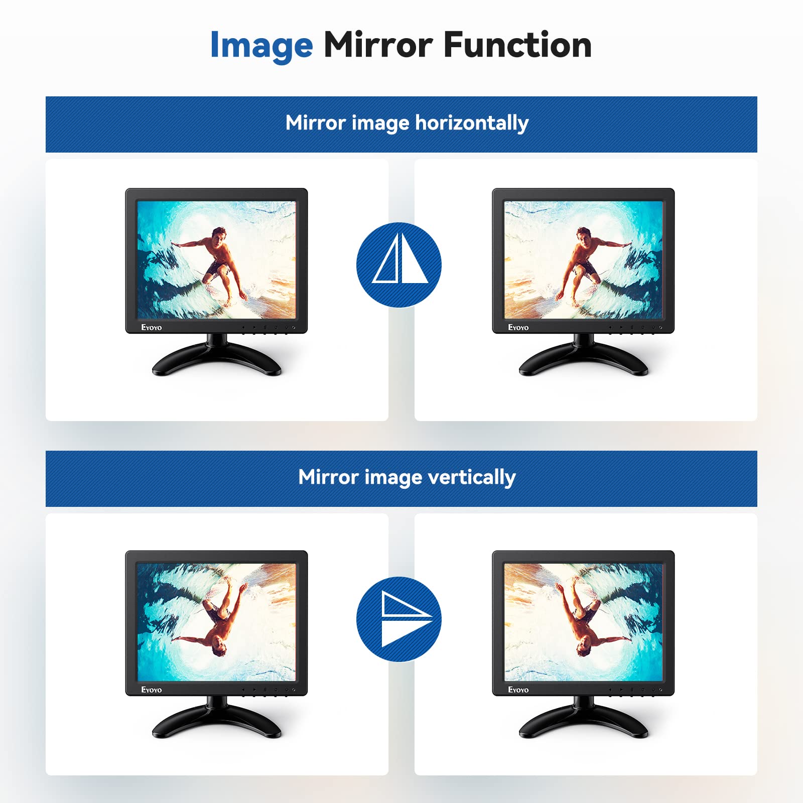Eyoyo 8 Inch Small Monitor, 1024x768 4:3 IPS Mini HDMI Monitor Support HDMI/VGA/AV/BNC Input with Remote Control & Built-in Speakers, Security Monitor for Computer Raspi CCTV Camera