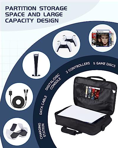 CONGDAREN Carrying Case for PS5 Travel Case for PS5 Protective Case Bag Suitable for PS5 Disc/Digital Edition Console, Controllers, Game Cards, Gaming Headset and Other Accessories