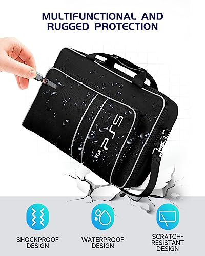 CONGDAREN Carrying Case for PS5 Travel Case for PS5 Protective Case Bag Suitable for PS5 Disc/Digital Edition Console, Controllers, Game Cards, Gaming Headset and Other Accessories