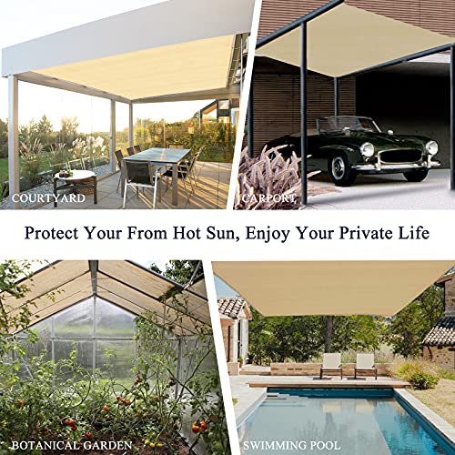 ABOSUN Outdoor Sun Shade Cloth, 6β x 20β, Pergola, Deck, and Backyard Patio Sunshade with UV Protection, Heat Resistant HDPE Material, Reinforced Grommets (6x20 FT,Wheat)
