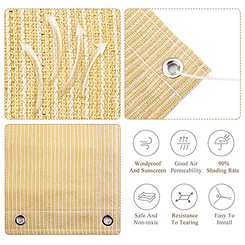 ABOSUN Outdoor Sun Shade Cloth, 6β x 20β, Pergola, Deck, and Backyard Patio Sunshade with UV Protection, Heat Resistant HDPE Material, Reinforced Grommets (6x20 FT,Wheat)