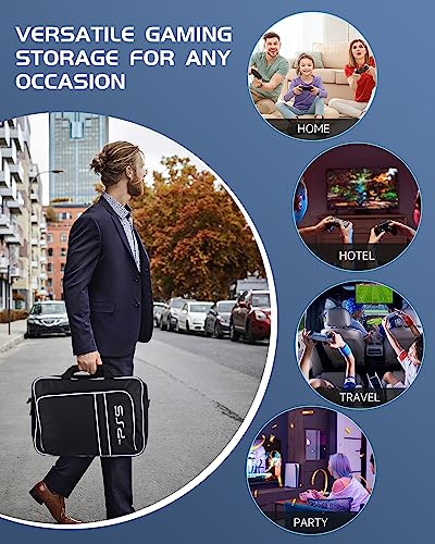 CONGDAREN Carrying Case for PS5 Travel Case for PS5 Protective Case Bag Suitable for PS5 Disc/Digital Edition Console, Controllers, Game Cards, Gaming Headset and Other Accessories
