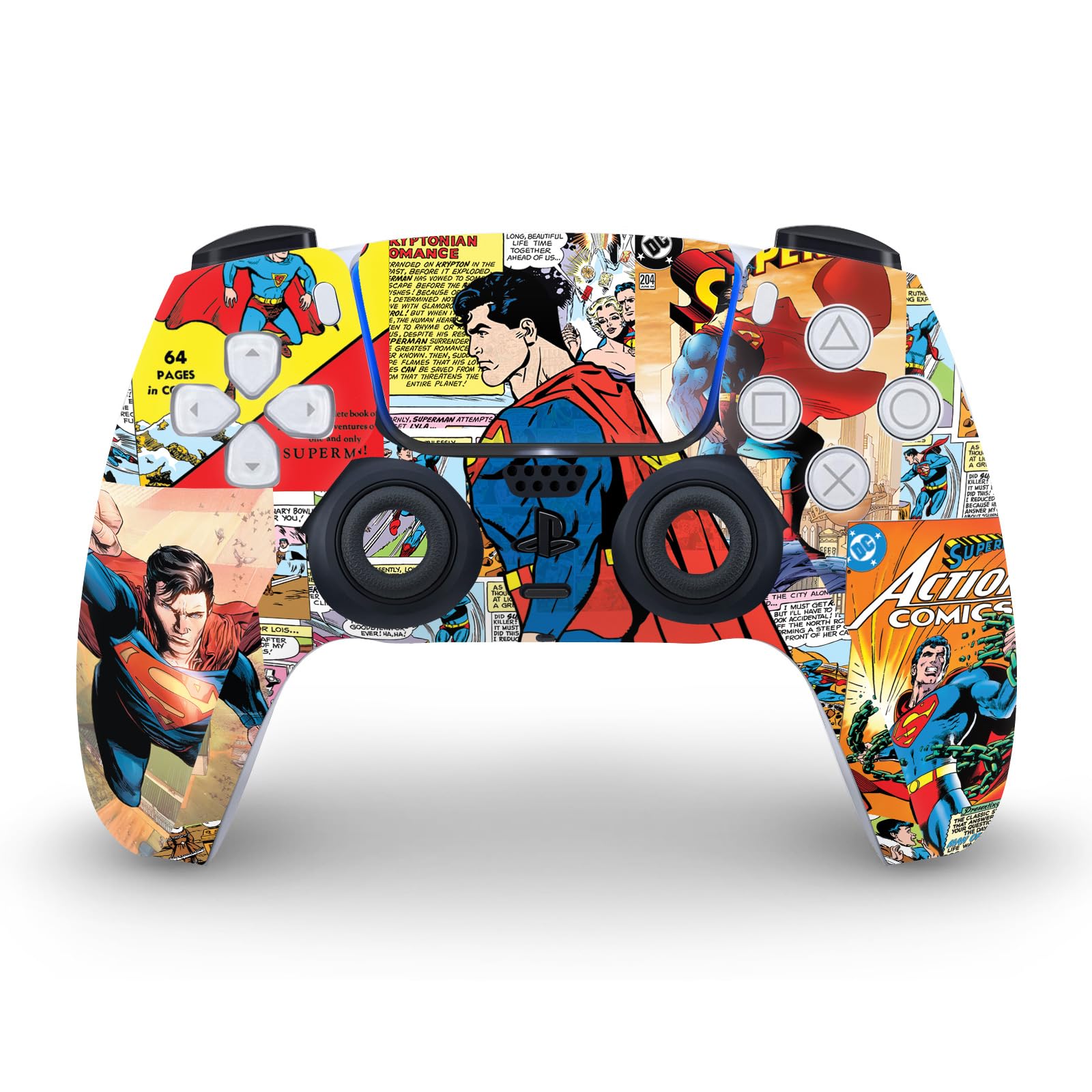 Head Case Designs Officially Licensed Superman DC Comics Character Collage Logos And Comic Book Vinyl Faceplate Sticker Gaming Skin Decal Cover Compatible With PS5 Disc Console & DualSense