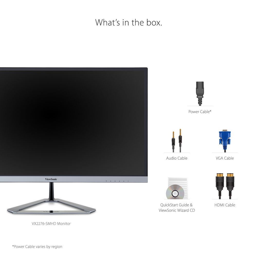 ViewSonic VX2276-SMHD 22 Inch 1080p Widescreen IPS Monitor with Ultra-Thin Bezels, HDMI and DisplayPort,Black/Silver
