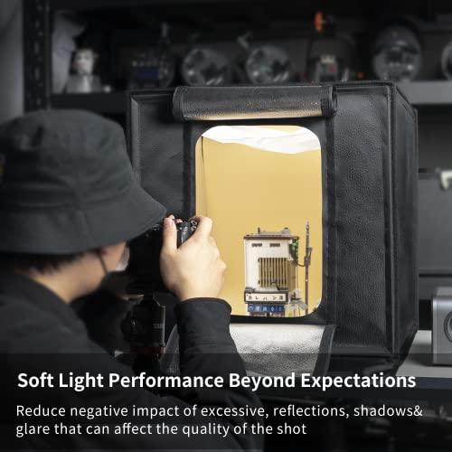 RALENO® 20''X20'' Photo Studio Light Box, Portable Dimmable Shooting Tent Kit with 120 LED Lights(5500K, 92 CRI) Includes 4 PVC Anti-Dust Backgrounds (Black, Grey, Orange, White)