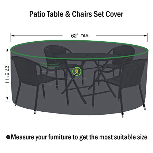 F&J Outdoors Outdoor Patio Furniture Covers, Waterproof UV Resistant Anti-Fading Cover for Small Round Table Chairs Set, Grey, 62 inch Diameter