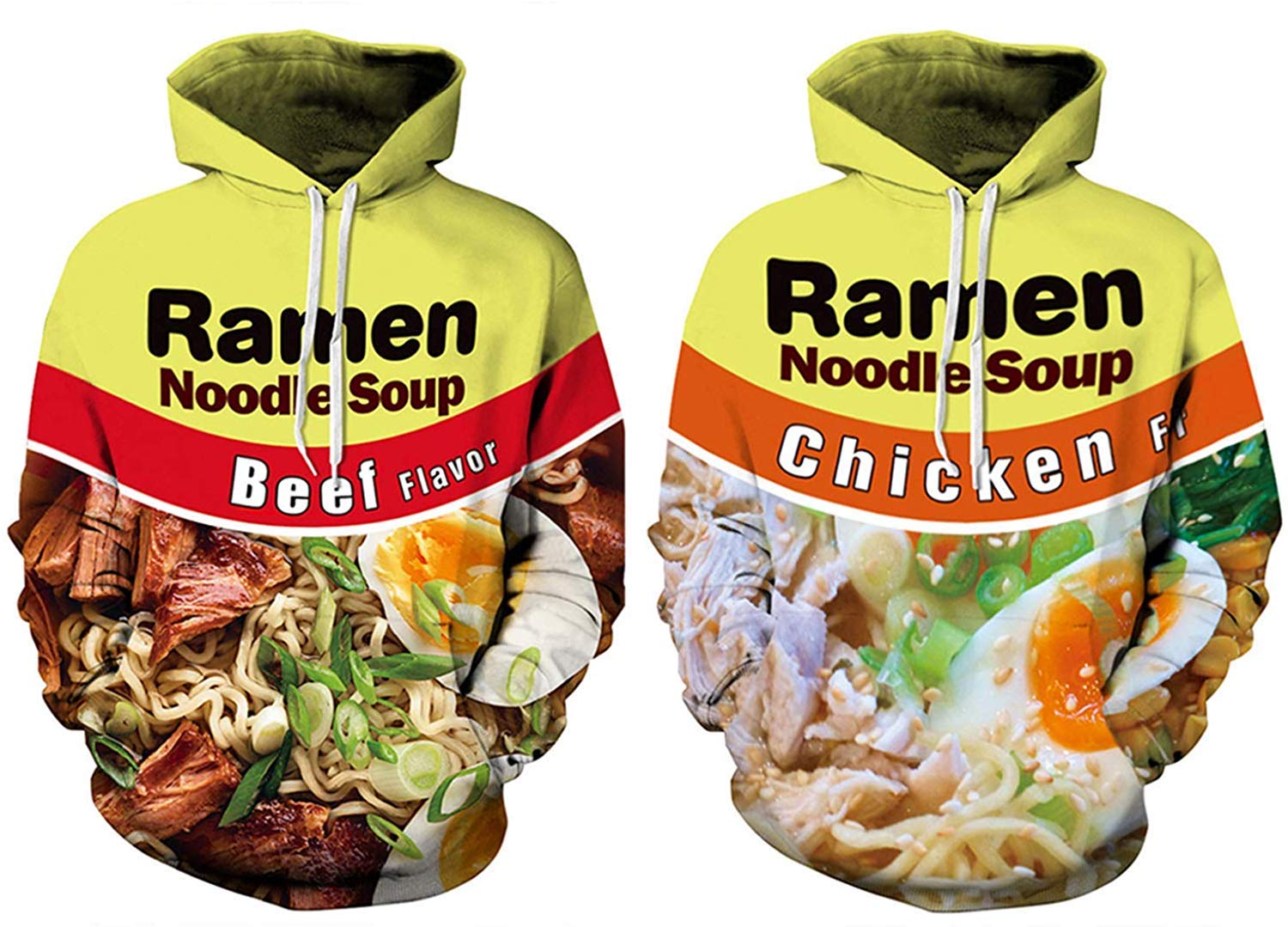 Keasmto 3D Ramen Chicken Noodle Soup Hoodies Sweatshirts for Men Women Cotton Cute 3X-Large