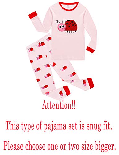 KikizYe Baby Girls Long Sleeve Ladybug Pajama Sets 100% Cotton Pjs Toddler Size 12-18 Mothes
