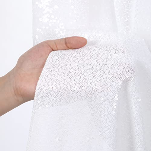 White Sequin Backdrop 2 Panels Curtains 2FTx8FT Party Backdrop Glitter Birthday Wedding Curtains Sparkle Photo Backdrop