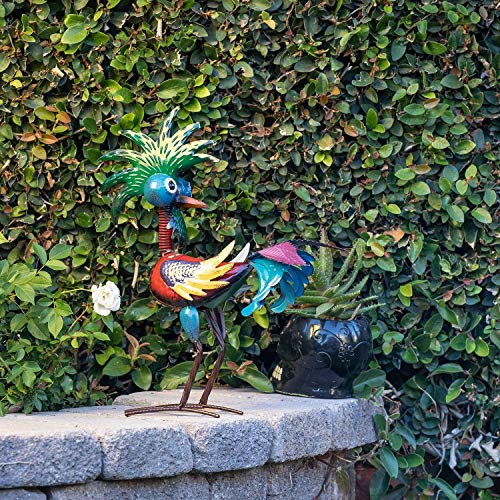 Alpine Corporation MZP390 Glossy Rooster Statue Outdoor Garden, Patio, Deck, Porch-Yard Art Decoration, 7" L x 16" W x 19" H, Multicolor
