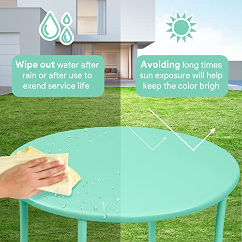Amagabeli Metal Patio Side Table 18β x 18β Heavy Duty Weather Resistant Anti-Rust Outdoor End Table Small Steel Round Coffee Table Porch Table Snack Table for Balcony Garden Yard Lawn, Mint Green