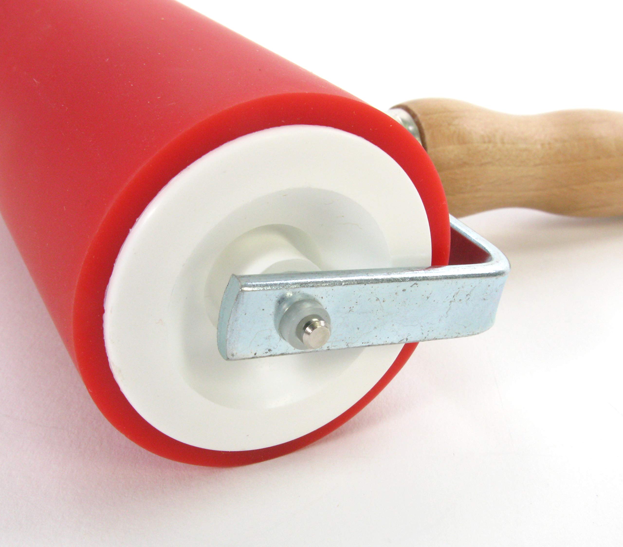 American Educational Products A-131500 ABIG Press Rollers, 4" Wide (5 mm=0.2" Rubber Thickness) Plastic Core and Beechwood Handle