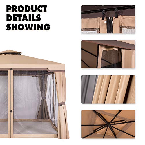 SOLAURA Patio Gazebo 10 x 10 FT for Garden, Outdoor Gazebo and Waterproof Canopy Tent with Mosquito Netting and Ventilate