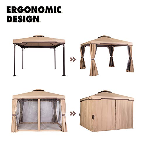SOLAURA Patio Gazebo 10 x 10 FT for Garden, Outdoor Gazebo and Waterproof Canopy Tent with Mosquito Netting and Ventilate