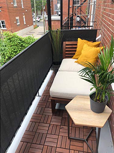Balcony Privacy Screen Cover, 3.0ft x10ft Fence Screen Balcony Shield Cover UV-Resistant Visibility Reduction Windscreen Garden Fence with Cable Ties (3x10ft, Grey)