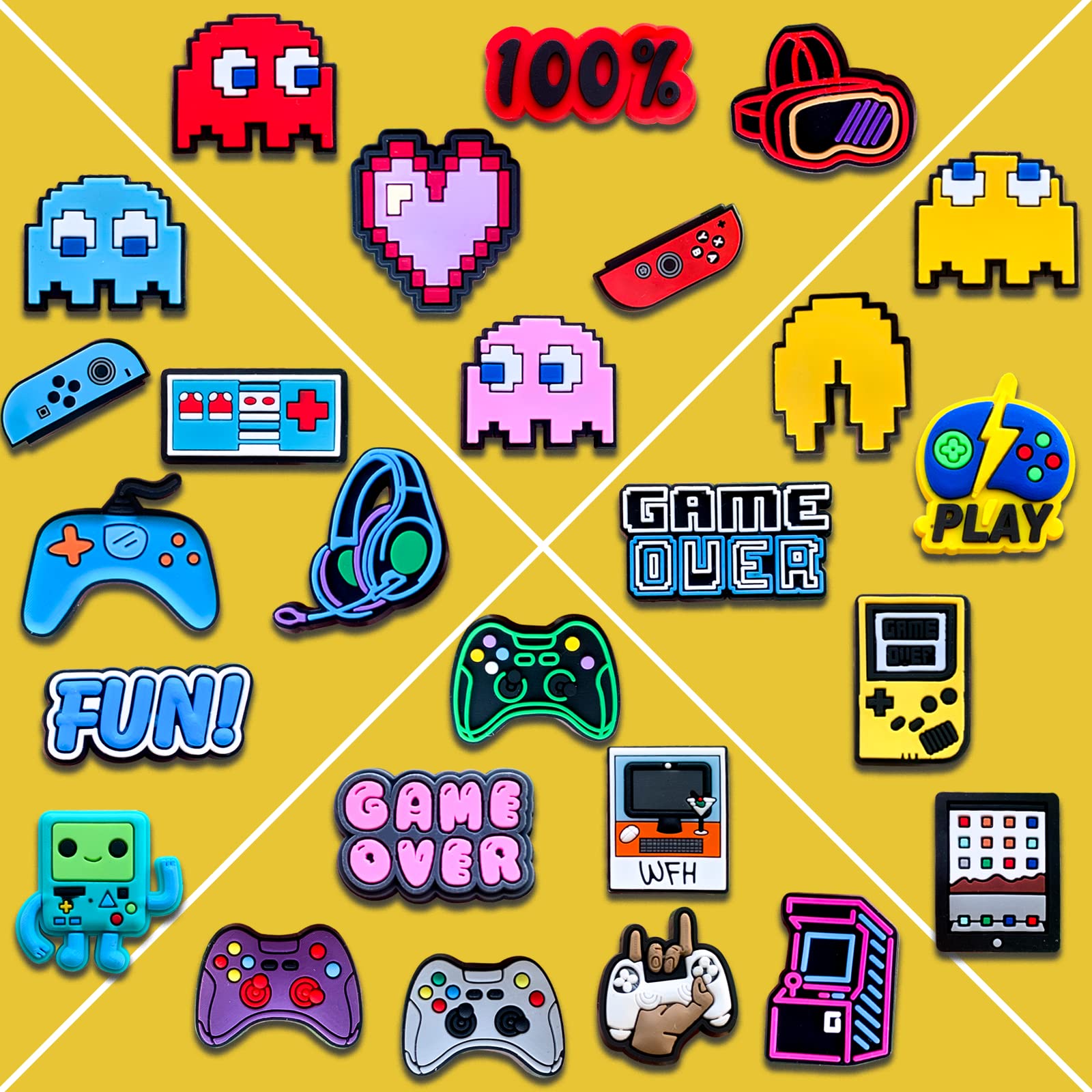 Euphaglaia Video Game Charms for Clog Shoes Decoration, Cartoon Charms Accessories for Adult Men (26)
