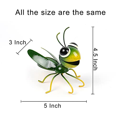 Cruis Cuka Metal Yard Art Garden Decor Cute Grasshopper Lawn Ornament Hanging Wall Sculpture - Set of 2