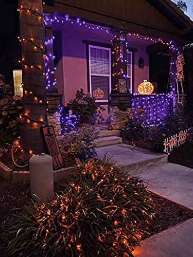 DecoBrite Halloween Solar Purple String Lights Outdoor 21ft (6.3m) 50 ct LED Mini Lights on Black Wire for Garden Tree Yard Patio Party Decoration (Purple)