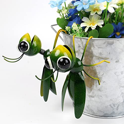 Cruis Cuka Metal Yard Art Garden Decor Cute Grasshopper Lawn Ornament Hanging Wall Sculpture - Set of 2